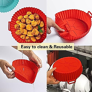 3 Pack Air Fryer Silicone Liners-Zmerob Reusable Silicone Bowl Basket for 3 to 5 QT Ninja Air Fryer, Food Grade Airfryer Basket Bowl Pot,Baking Tray Cooking Oven Accessories(Top 8in / Bottom 6.75in)