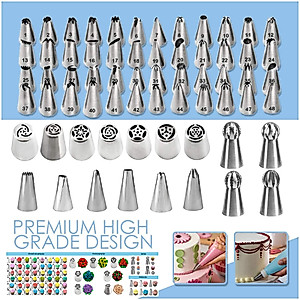 Makmeng Cake Decorating Tools Supplies Kit - 368Pcs Baking Supplies with Storage Case for Beginners - Icing Piping Bags and Tips Set For Cookies, Cupcake & Cake Frosting Fondant Decorating