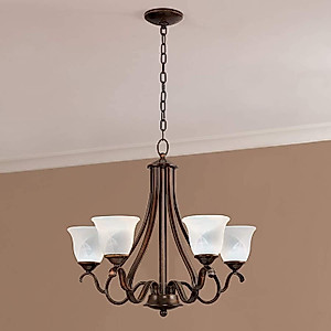 Dysmio Lighting Replacement Alabaster Shade - Height: 4.75-inch, 5-3/8 inches Diameter, Milky Scavo Glass Bell Shade - Standard 2-1/4-inch Fitter