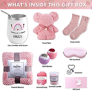 Birthday Gifts for Women Friend, Get Well Soon Gift for Women, Care Package Gift Basket for Her, Get Better Soon Gift After Surgery, Thinking of You Gift Box with Blanket for Mom Wife Sister Friend