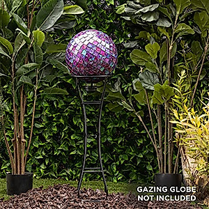 Alpine Corporation 24" Tall Indoor/Outdoor Metal Gazing Globe Display Stand, Black