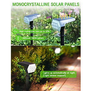 oditton Solar Spotlight, Solar Light, 1 Pack - Solar Garden Light, Solar Deck Light, IP65 Waterproof - 4 Bright Modes for Outdoor Fences, Paths, and Patios