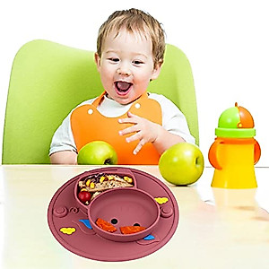 Lightening Corp Baby Silicone Plate, Toddler Suction Plates Mini Plate Placemat for Kids and Infants Self Feeding, BPA Free, Microwave & Dishwasher Safe (Blush) Pig Designed One Size