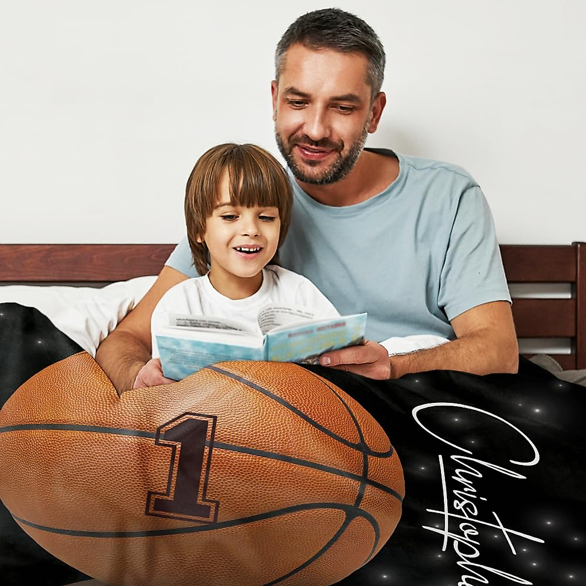 SATIGI Personalized Basketball Shadow Blanket with Name & Number, Basket Ball (40-''X30-'', 50-''X40-'', 60-''X50-'', 80-''X60-''), Plush Sherpa Fleece Travel Soft Warm for Couch Sofa Bed