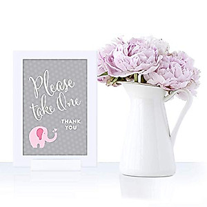 Andaz Press Birthday and Baby Shower Framed Party Sign, Double-Sided 4x6-Inch, Please Take One Party Favors Table Signage, Girl Elephant, 1-Pack, Includes Frame