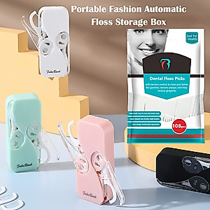 2 PCS Portable Floss Dispenser, Dental Floss Picks Dispenser Case Refillable with 108 Pcs Toothpicks Sticks Dental Floss Picks Holder Dispenser Travel Floss Organize (Black)