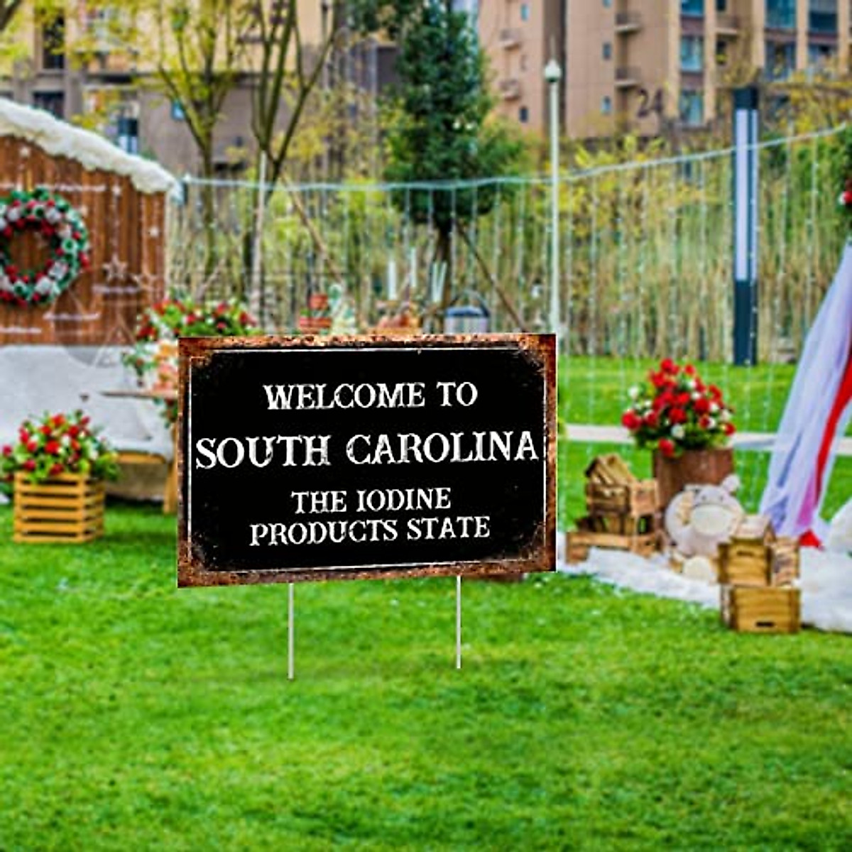 Augwed Welcome to South Carolina The Iodine Products State Yard Signs South Carolina State Yard Sign with Stake 12x18in Weatherproof Yard Signs Garden Party Supplies Lawn Outdoor Decor