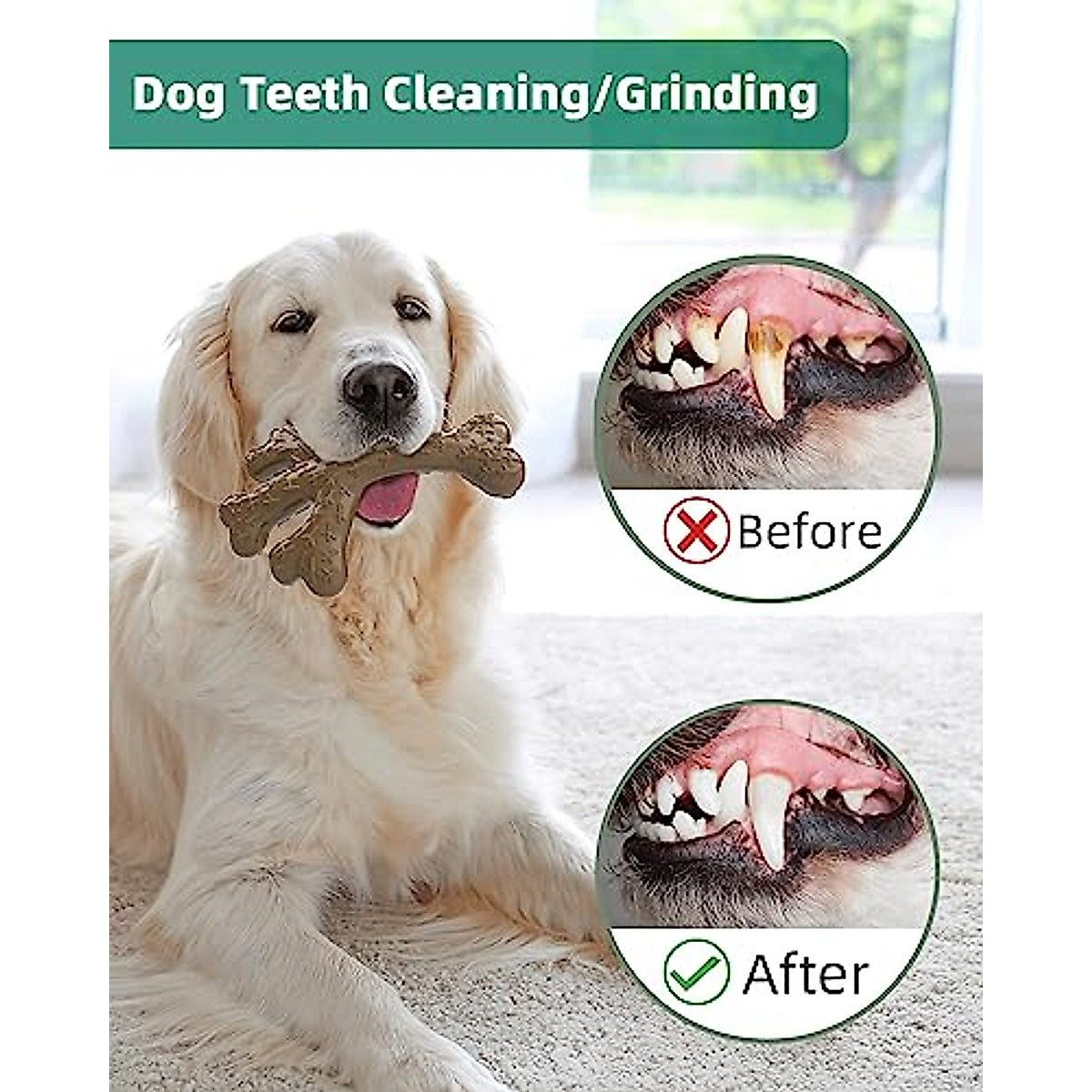 Boutiray Dog Chew Toy for Aggressive Chewers Real Bacon Flavor Nylon Bone Durable Sturdy Tough Dogs Toys Teething Cleaning Stick for Large Medium Breeds