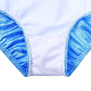 BAOHULU Gymnastics Leotard Girls Shiny Flower Ballet Dance One Piece Party Costumes B278_WhiteBlue_10A