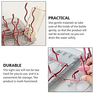 Hemoton Cup Drain Rack Baby Bottle Holder Wine Glass Rack with Drain Tray Cup Storage Rack Teacup Holder for Home Kitchen Red