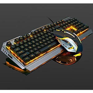Ninja Dragon Premium Metal Frame Tungsten Gold Mechanical Gaming Keyboard and Mouse Set