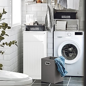 SoBuy Laundry Hamper Cabinet with Basket and 1 Drawer, Tilt-Out Laundry Hamper, Bathroom Storage Cabinet Unit with Drawer, White BZR110-W