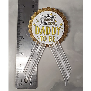 Mommy to Be & Daddy to Be Pin Twinkle Little Star Baby Shower Pin for parents to wear, White & Gold, It's a Girl, It's a Boy Baby Sprinkle