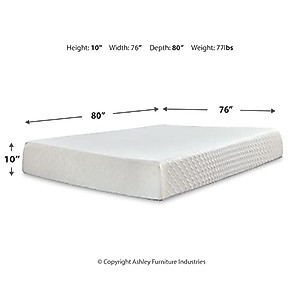 Signature Design by Ashley King Size Chime 10 Inch Medium Firm Memory Foam Mattress with Green Tea & Charcoal Gel