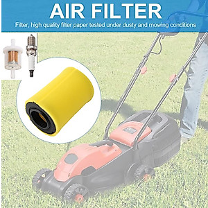 796031 Air Filter with Fuel Filter and Spark Plug for John Deere D100 D110 D125 D130 Fits for Husqvarna Yta22V46 Yth22V46 Yth24V48 Hu800Awd, BS 591334 492932 310000 Engine Lawn Mower