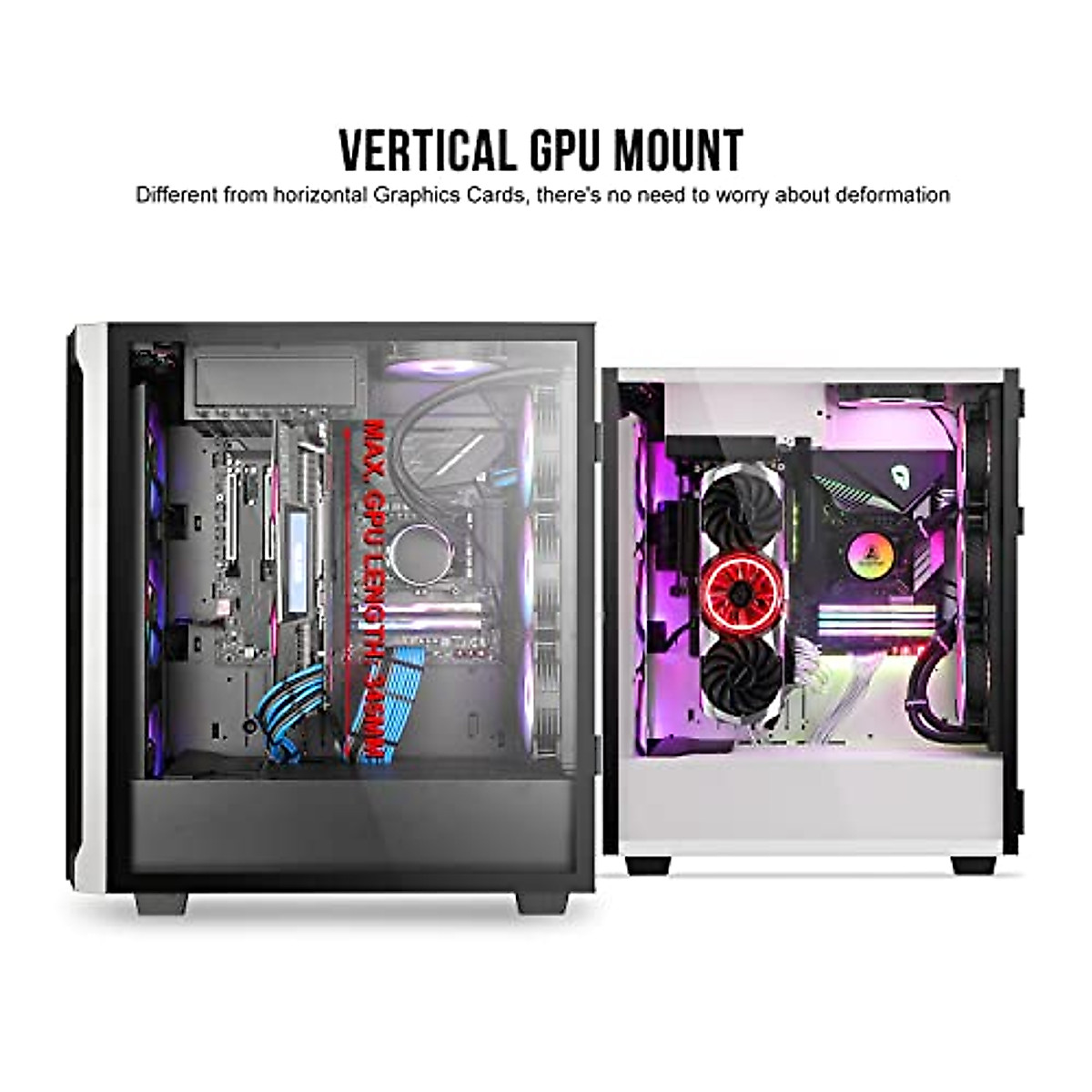 Segotep T1 Full-Tower E-ATX Gaming PC Case, Graphics Card Vertical Mounting w/Tempered Glass Side Panel, USB 3.0 Type-C I/O, Cable Management/Optional 360mm Radiator (No Fan Included)