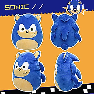 DEYOU Classic 14in Hedgehog Plush Toys Plush Figure Classic Hedgehog Plush Doll for Boys Girls Best Gift (Blue)