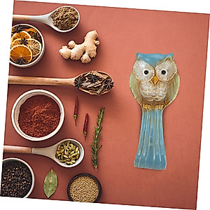 Yardwe Owl Spoon Holder Decorating Tools Buffet Serving Utensils Soup Spoons Ceramic Utensil Rest Dish Ceramic Ladle Rest Owl Spoon Rest Ceramic Scoop Holders Ceramic Spoon Rest Blue Fork