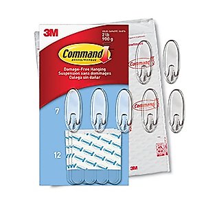 Command CL091-7NA Clear Medium Hooks, 7 Count