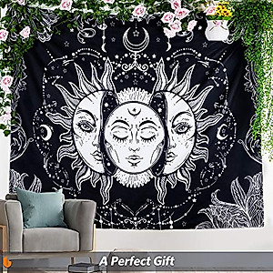 Urbanstrive Not Fade Machine Washable Mandala Tapestry Wall Hanging Trippy Hippie Bohemian Psychedelic Wall Tapestry for Bedroom Living Room, Blue White, Small (28.7x37.4 Inches)(73x95 cm)