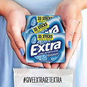 EXTRA Gum Peppermint Sugar Free Chewing Gum Mega Pack, 35 Stick (Pack of 6)
