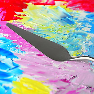 HARFINGTON 4pcs No.5 Palette Knives 14mm Width Stainless Steel Small Pointy Spatula Painting Pallet Knife with Wood Handle for Oil Acrylic Canvas Mixing Spreading, Red