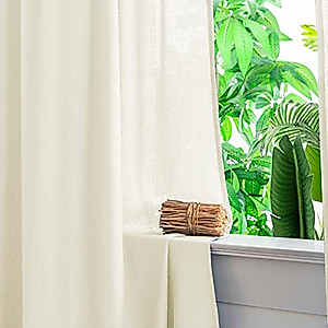 Yancorp Beige Curtains 96 Inch Length for Living Room 2 Panels Linen Textured Sheer Curtain Set Light Filtering Semi Sheer Drapes Curtains for Bedroom(Beige,W52 X L96)
