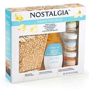 Nostalgia KPK400 Hot Air & Kettle Kit, 3 Seasonings, Oil, Popcorn Kernels, 1 Count (Pack of 1)