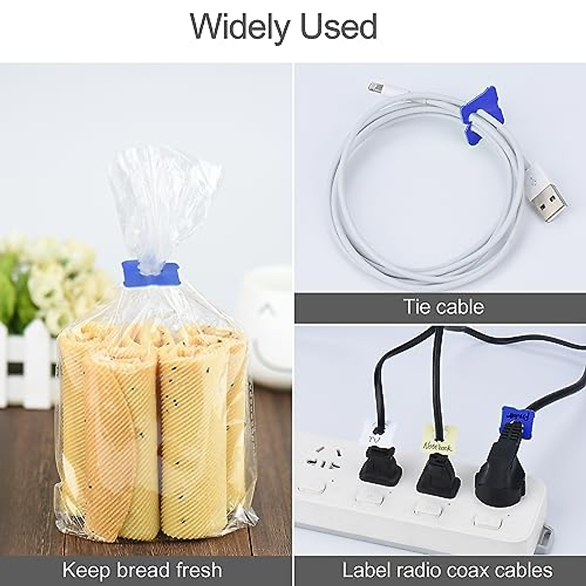 100 Pieces Reusable Blue Plastic Bread Clips Keep Your Food Fresh, Food Storage Bag Clips 7/8 x 1 Inches