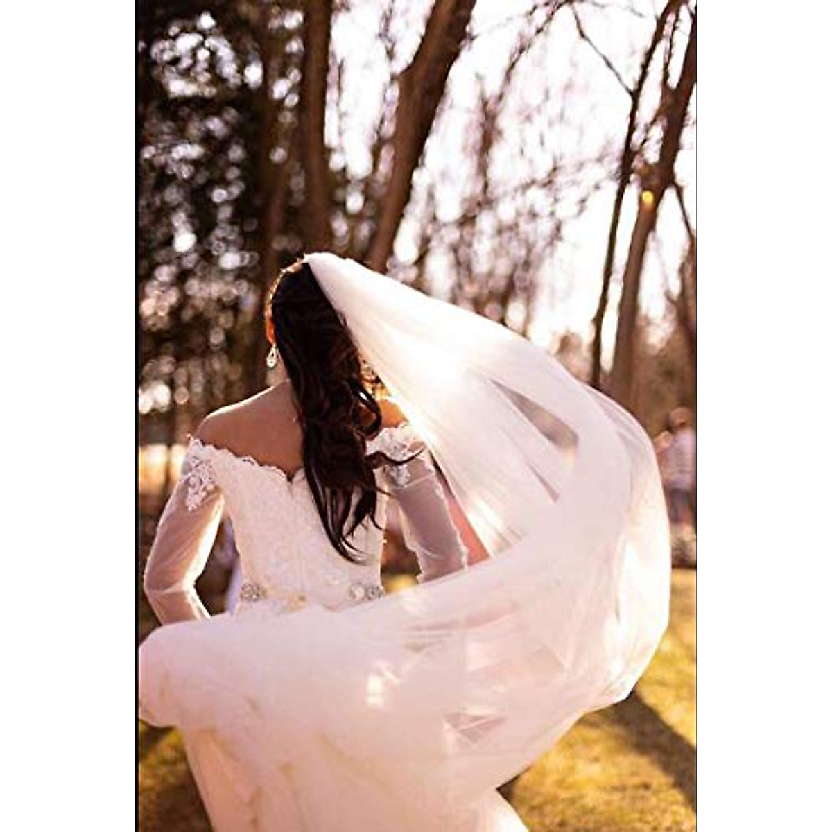 Ursumy Wedding 2T Veil Long Cathedral Veil Soft Tulle Bridal Veils with Comb (Ivory)