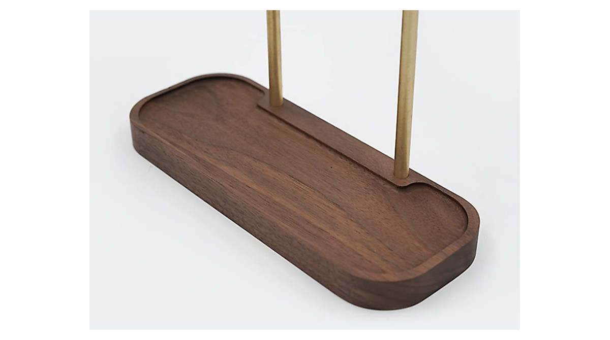 Nbcymg Modern Walnut & Brass Key Rack - Elegant Tabletop Organizer