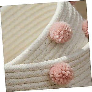 CHILDWEET Woven Hamper Storage Basket Cotton Rope Organizer Cotton Rope Key Tray Rope Woven Basket Storage Bins for Clothes Storage Bin Cotton Woven Container Manual Baby Cotton Makeup Box
