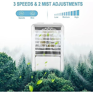 Portable Air Conditioners, Personal Mini Air Conditioner with 3 Wind Speed & 400ML Water Tank, USB Quiet Air Cooler for Small Room Bedroom Office Home