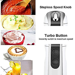 AIFEEL Immersion Hand Blender Set with 5 Accessories, Ice Crusher.Handheld Stick Blender with Milk Frother,500ML Chopper, 600ML Measuring Cup and Egg Whisk(white)