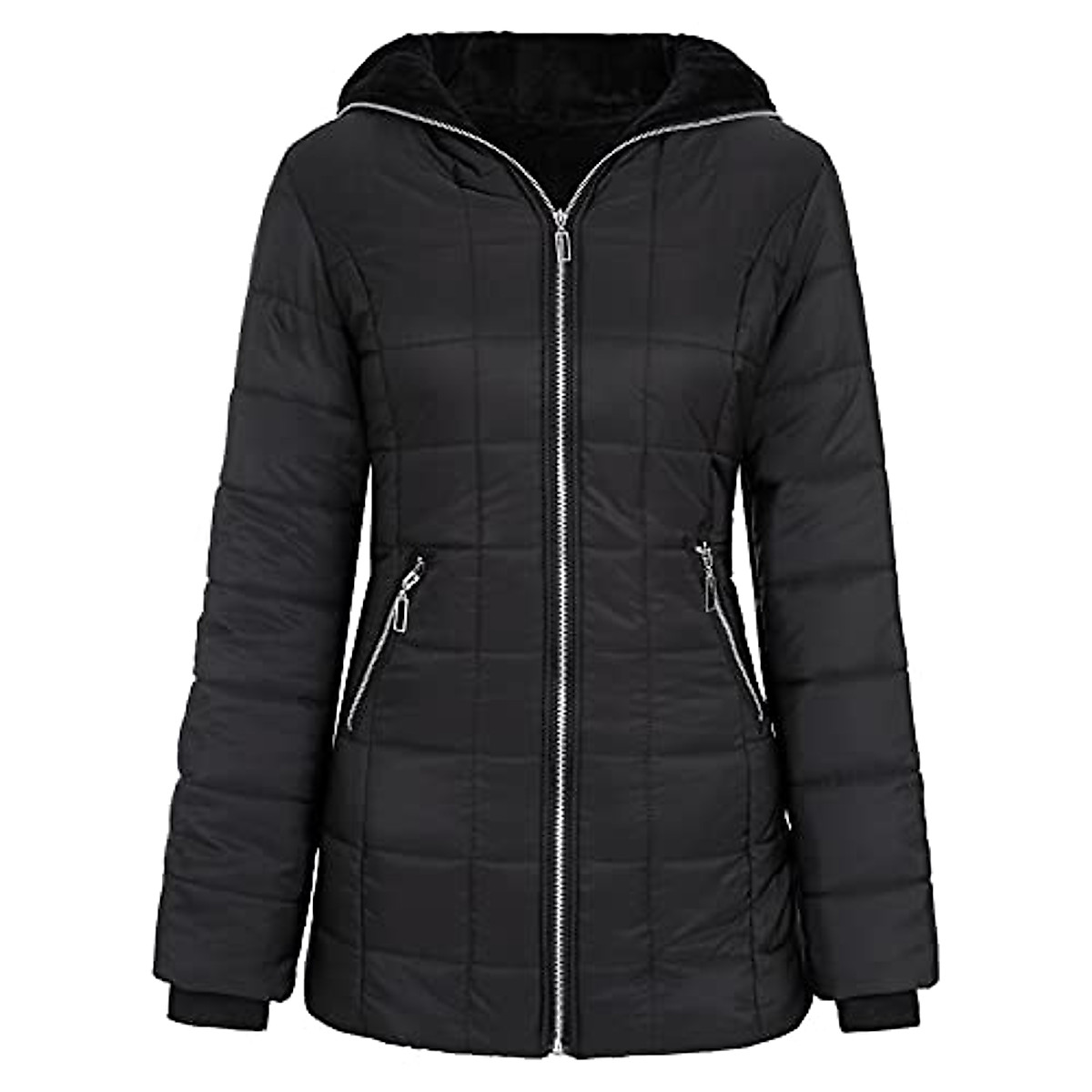 Aniywn Women's Thicken Fleece Lined Parka Winter Coat Hooded Jacket Full Zip Windproof Warm Hoodies Down Jacket with Pocket