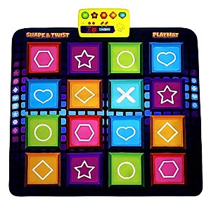 PlayRoute Shape & Twist Dance Mat | 3 Fun Educational Shape Games Mat for Kids Ages 4-8 | Electronic Gift Toy for Girls & Boys Ages 4 5 6 7 8 Years Old | Brain & Memory STEM Toy for Kids