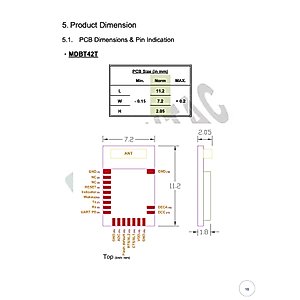 MDBT42T-AT UART/at Command/NUS/SPP Bluetooth Module Nordic nRF52805 Chip Antenna BT5.2 FCC IC CE Telec KC RCM SRRC