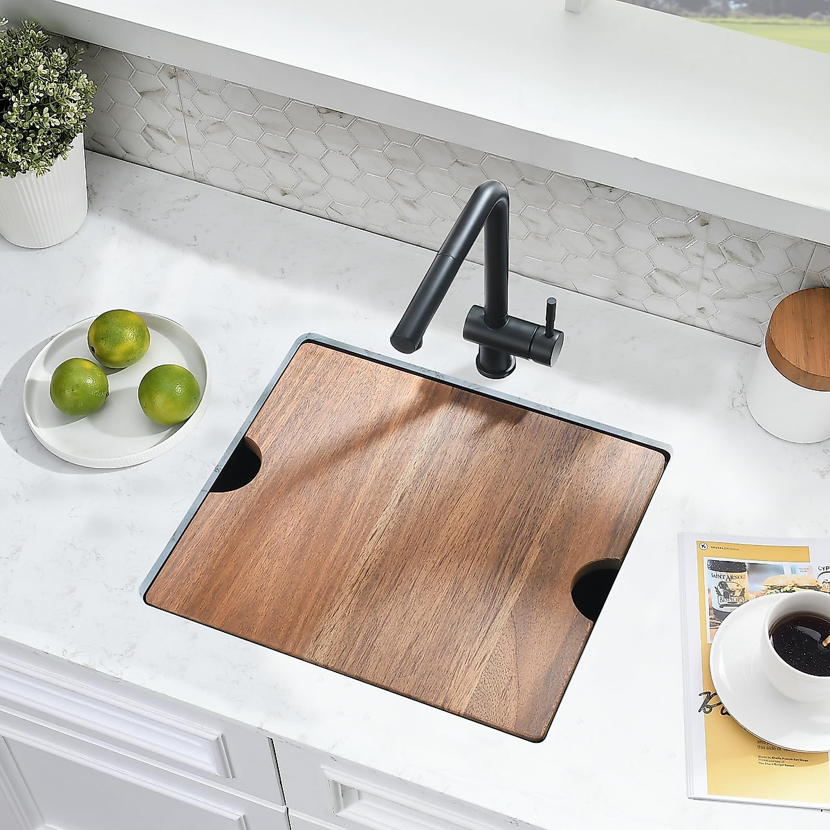 SOMRXO 20x18 Inch Undermount Workstation Bar Sink - 16-Gauge Gunmetal Black Stainless Steel, Single Bowl Compact Design for Outdoor, RV & Small Kitchens