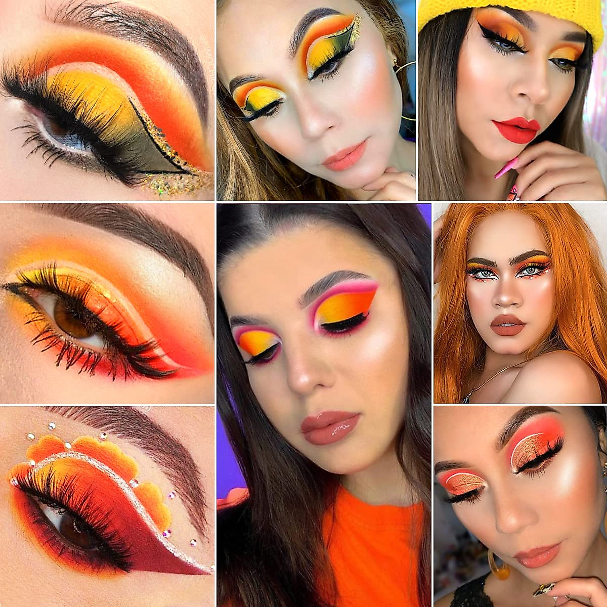 DE'LANCI Burnt Orange Eyeshadow Palette Fall Makeup Matte Shimmer Pressed Glitter Eye shadow 15 Warm Color Shadows Sunset Makeup Palette Nature Tone Eye-catching Chili Pallete