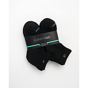 Calvin Klein Women's Athletic Sock - Cushion Quarter Cut Ankle Socks (6 Pack), Size 4-10, Black