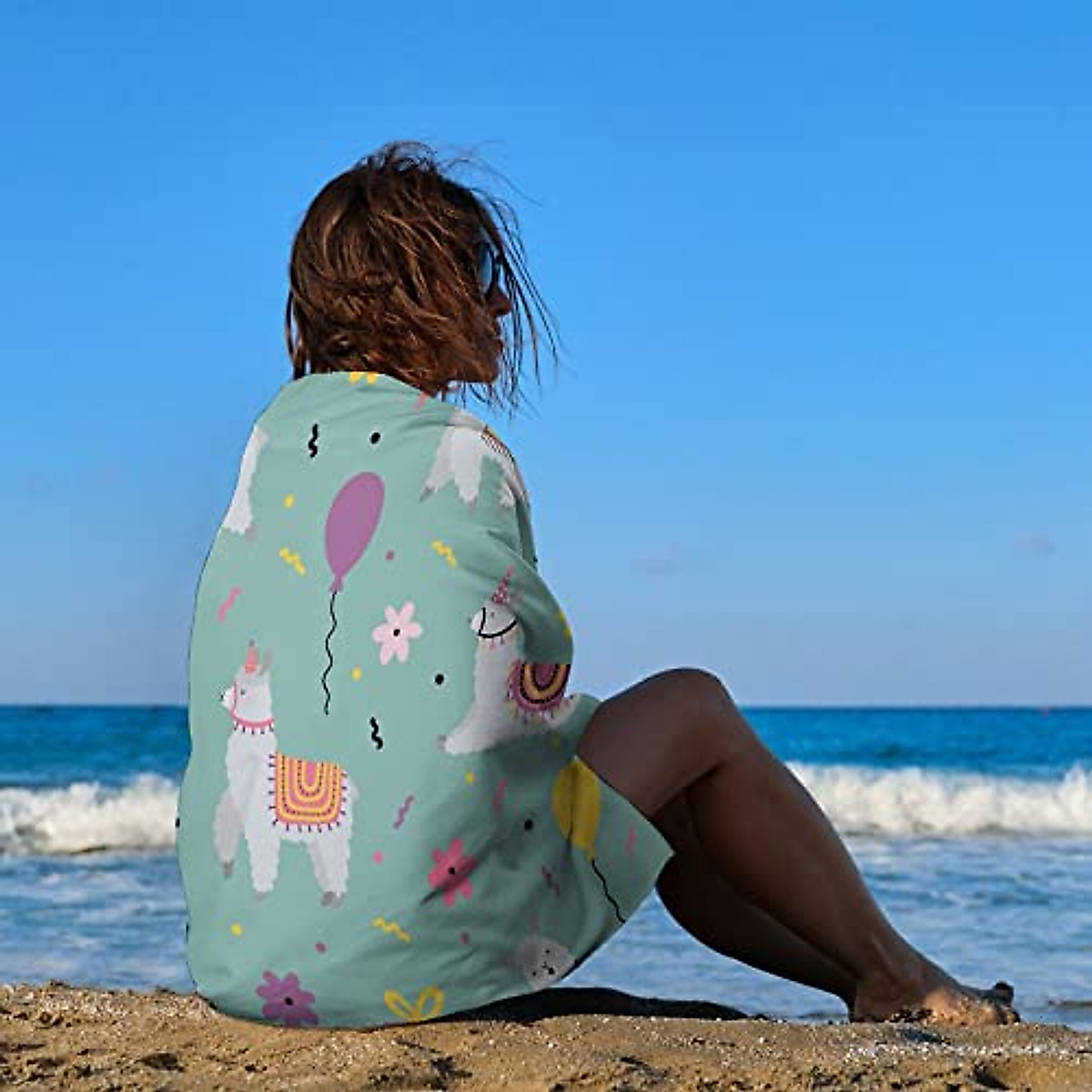 My Little Nest Bath Towels Quick Dry Bathroom Towels Celebratory Lamas Absorbent Shower Towels Soft Hand Towel Wash Cloths for Spa Pool Hotel Gym 31" x 51"