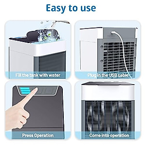 Portable Air Conditioner, Evaporative Air Cooler in 3 Speed, USB Air Personal Conditioner with LED Light for Home Office Bedroom（zQ06）