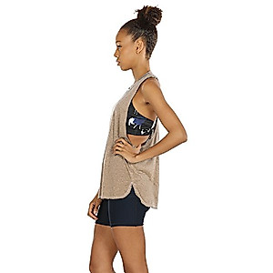 icyzone Workout Tank Tops for Women - Running Muscle Tank Sport Exercise Gym Yoga Tops Athletic Shirts(Pack of 3)(XL,Black/Beige/Pale Blush)