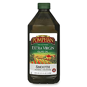 Pompeian Smooth Extra Virgin Olive Oil, First Cold Pressed, Mild and Delicate Flavor, Perfect for Sauteing & Stir-Frying, 68 Fl Oz