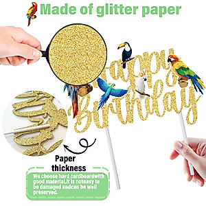Parrot Birthday Cake Decoration Tropical Bird Birthday Cake Topper Parrot Happy Birthday Cake Pick Parrot Birthday Party Decoration for Birds Themed Baby Shower Supplies