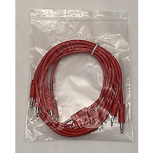 Starving Students Music Supplies Luigis Modular Supply Spaghetti Eurorack Patch Cables Package of 5 Red Cables, 24 60 cm