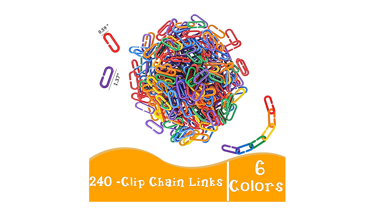 RAINBOW TOYFROG Chain Link Math Manipulatives - 240 C-Clip Chain Links ...