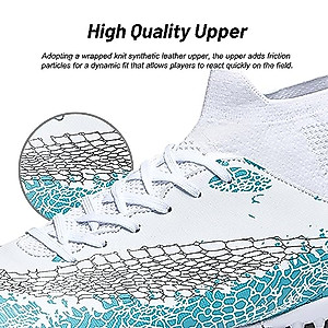 Maylrvjv Men's Cleats High Top Soccer Shoes Football Spikes Ankle Boots Shock-Absorbing Indooor Outdoor Training Athletic Sneakers