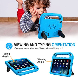 LEDNICEKER Kids Case for iPad Mini 1/2/3/4/5 7.9-inch, Light Weight Shockproof Handle Kickstand Cover for iPad Mini 5th/4th/3rd/2nd/1st Generation, Blue