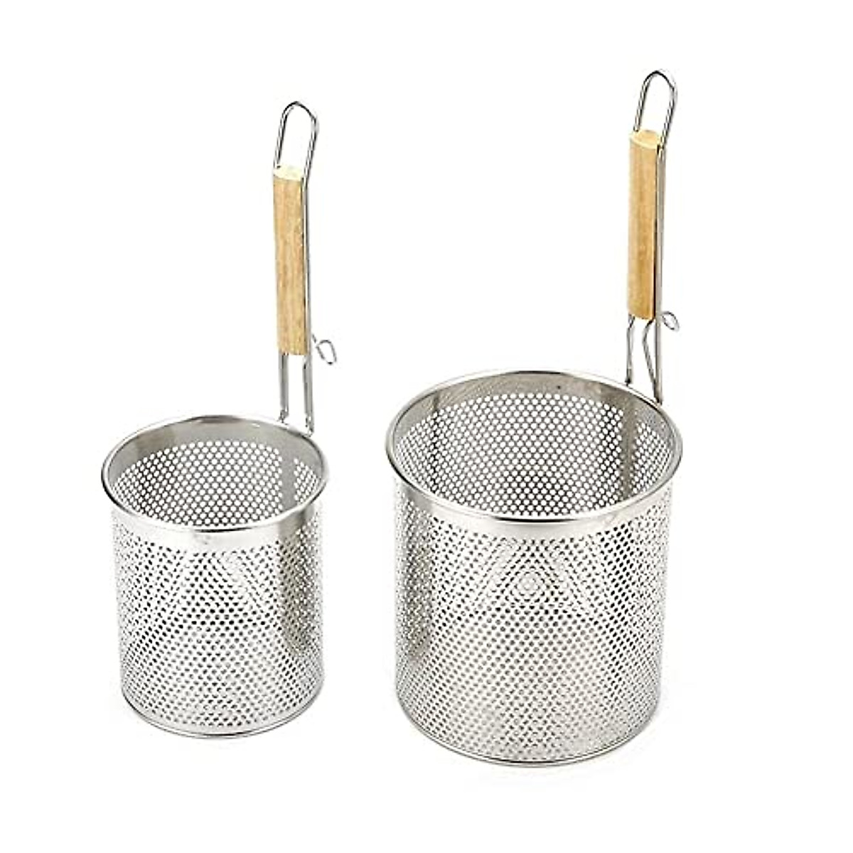 JUNXIAN Deep Frying Basket Frying Basket Stainless Steel Slotted Spoon Mesh Basket Fryer French Fries Baked Vegetables Frying Basket Sink Filter Frying Net(14cm)